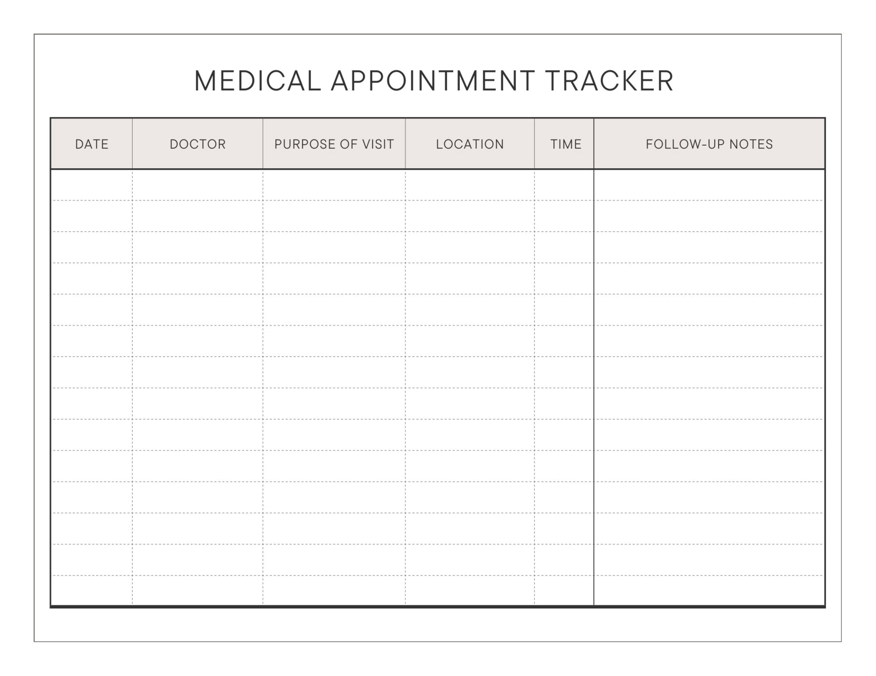 Printable Medical Appointment Tracker - Etsy