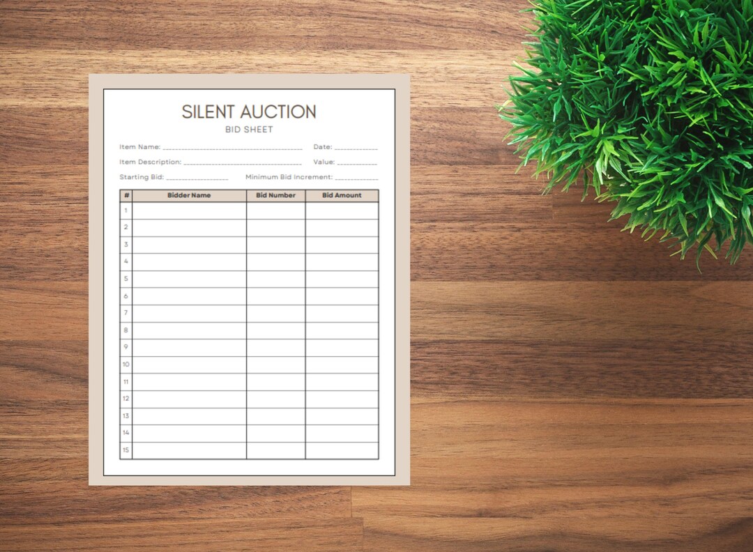 Auction Bid Template - Etsy