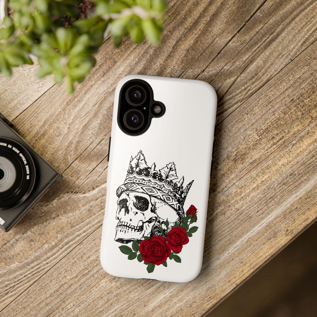 Skull Crown Tough Phone Case: Gothic Rose Design, Edgy Accessory - Etsy