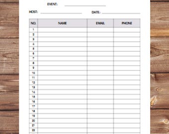 Printable Sign-in Sheet. - Etsy
