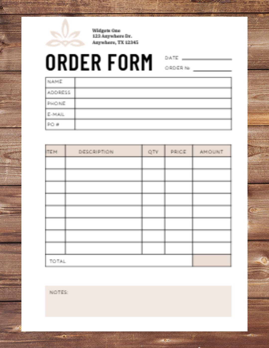 Order Template, Minimalist Business Order Form, Small Business Template ...