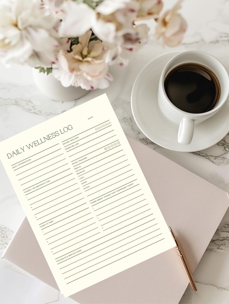 Daily Wellness Tracker Printable, Fitness Log, Meal Tracker, Letter ...