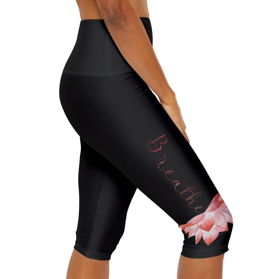 Yoga Pink Lotus Capri Leggings, Womens Yoga Apparel, Yoga Gifts, Toga ...