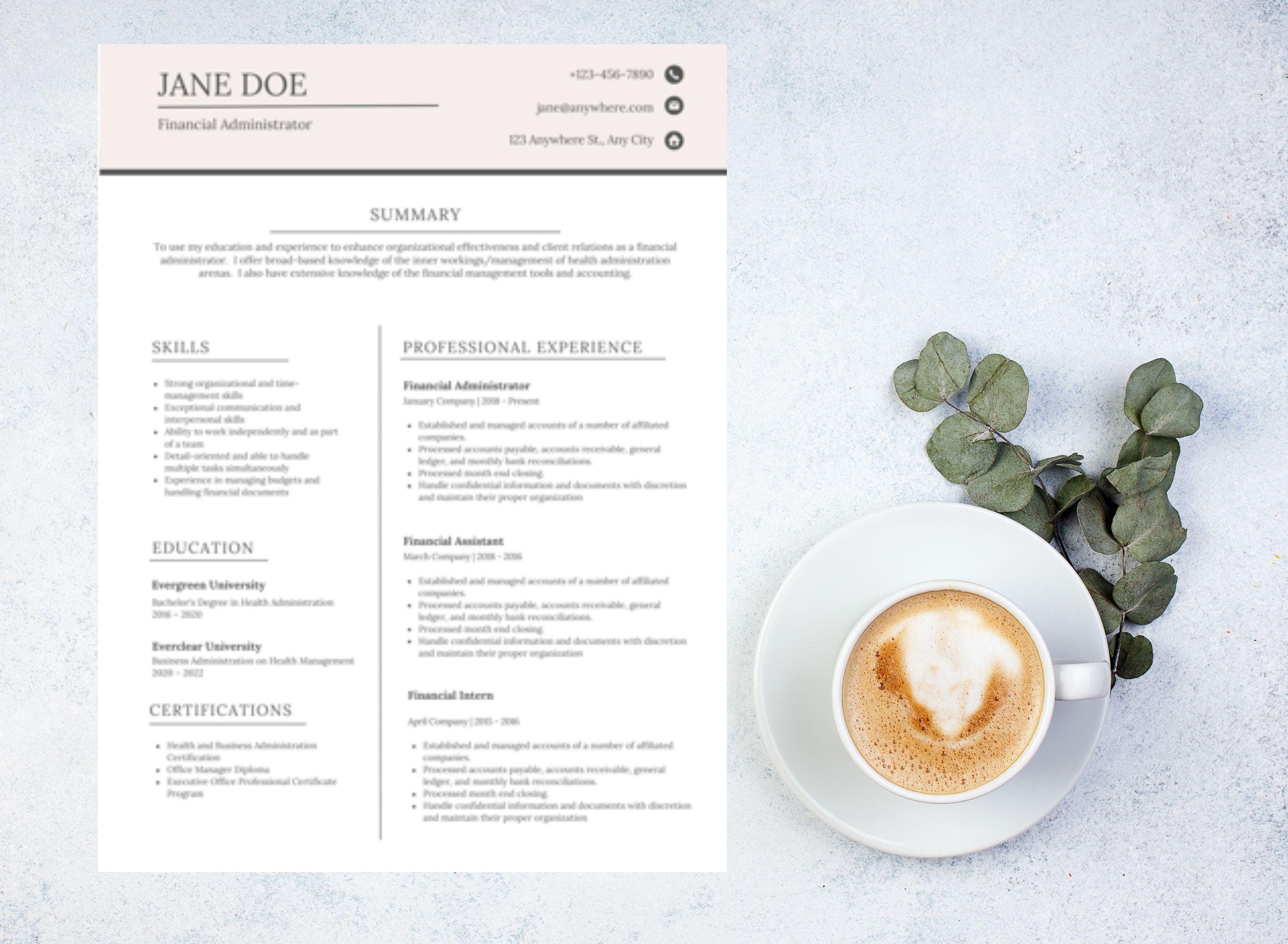 Canva Resume Template - Editable Resume - Minimalist Resume ...