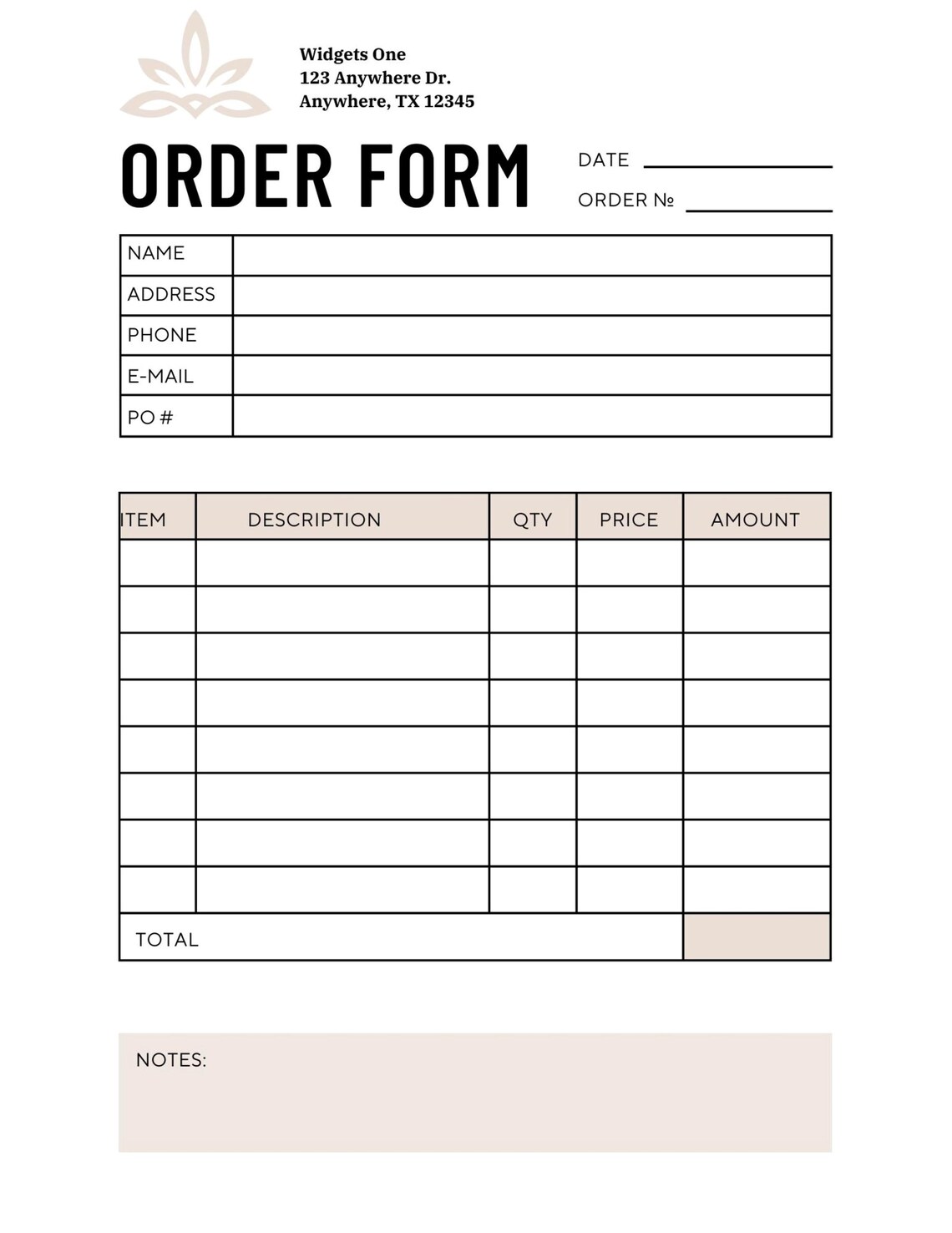 Order Template, Minimalist Business Order Form, Small Business Template ...