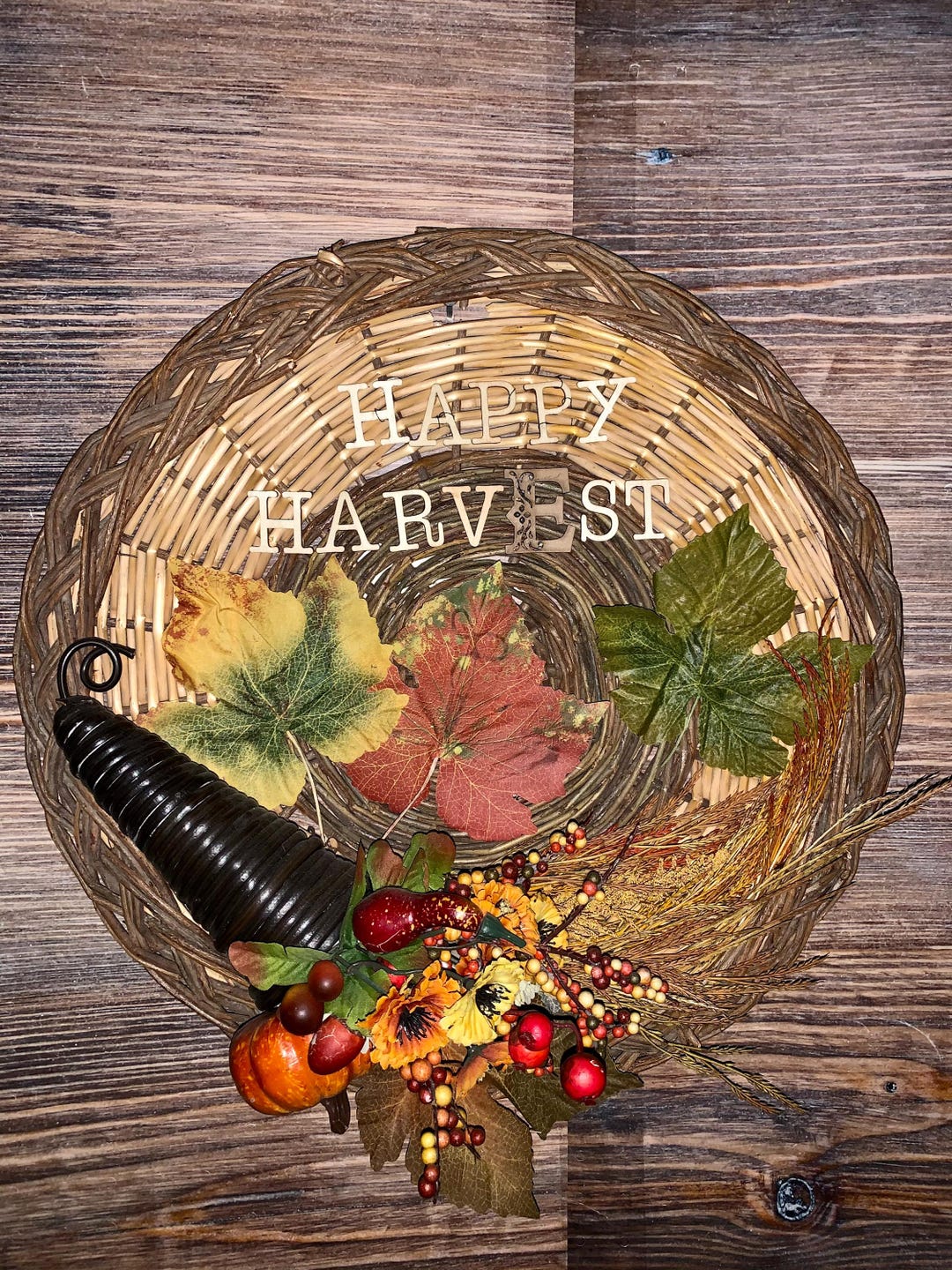 Harvest Cornucopia Wreath, Wreath for Fall, Wreath for Autumn, Wreath ...