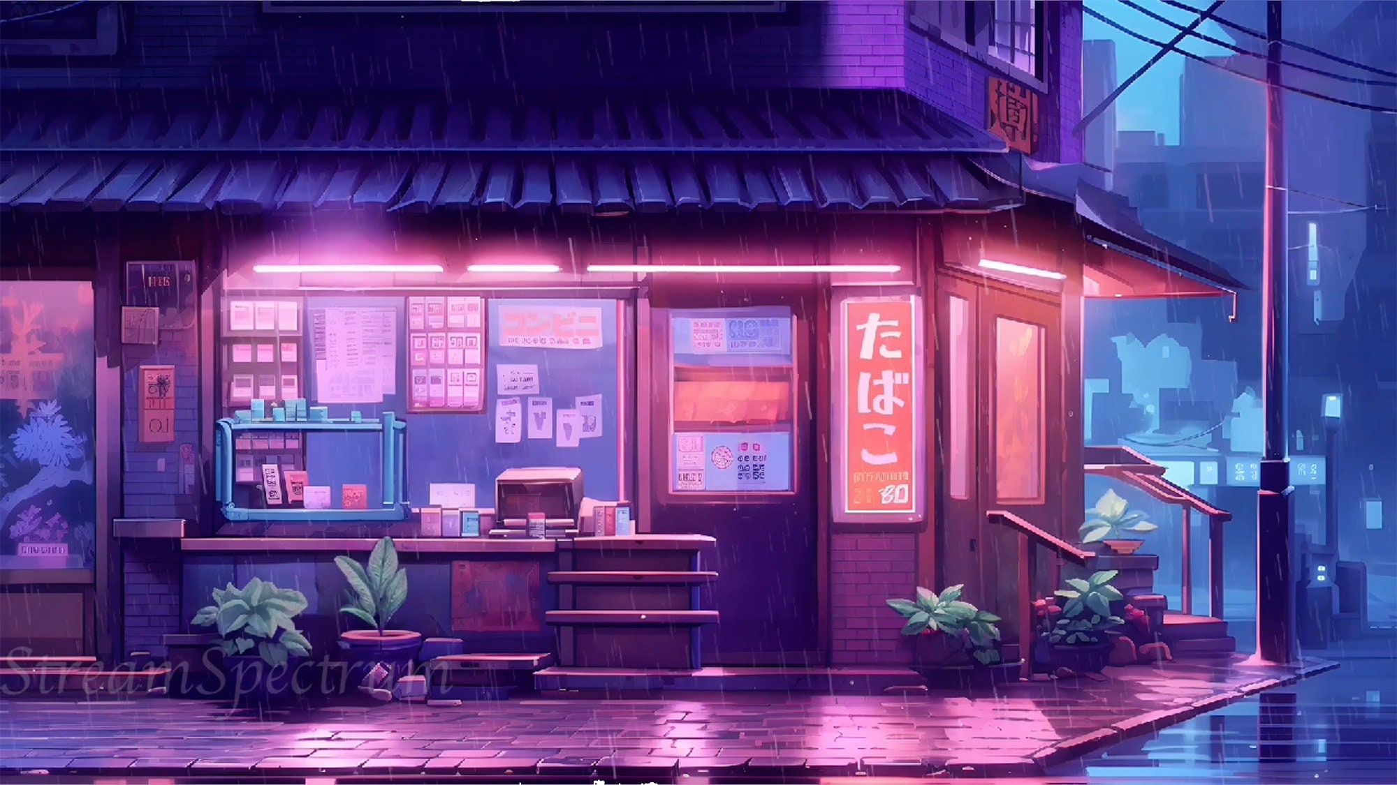 ANIMATED BACKGROUND | Raining Japanese Street | Lofi Cozy Ambience ...