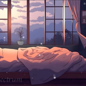 ANIMATED BACKGROUND | Cozy Indoor Bedroom｜nightfall Breeze | Lofi Cozy ...
