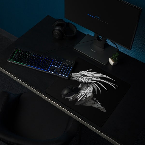 Black and White Dragon Mouse Pad - Etsy