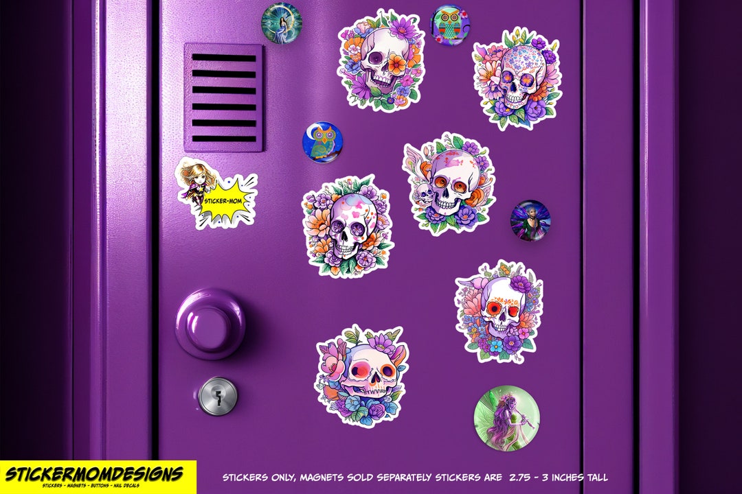 Skull & Flower Stickers / Sticker Packs - Bright, Beautiful, Water ...