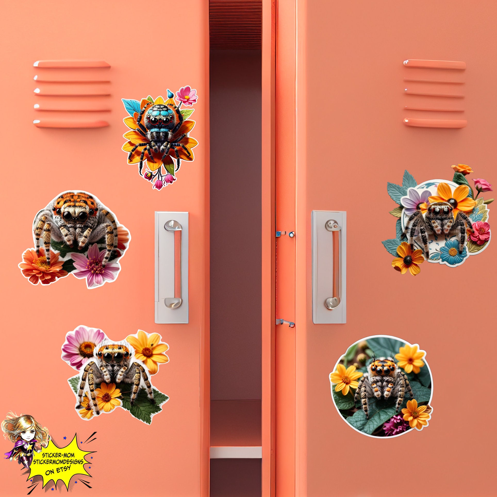 Cute & Creepy Jumping Spider Stickers, Vibrant Arachnid Decals, Laptop ...