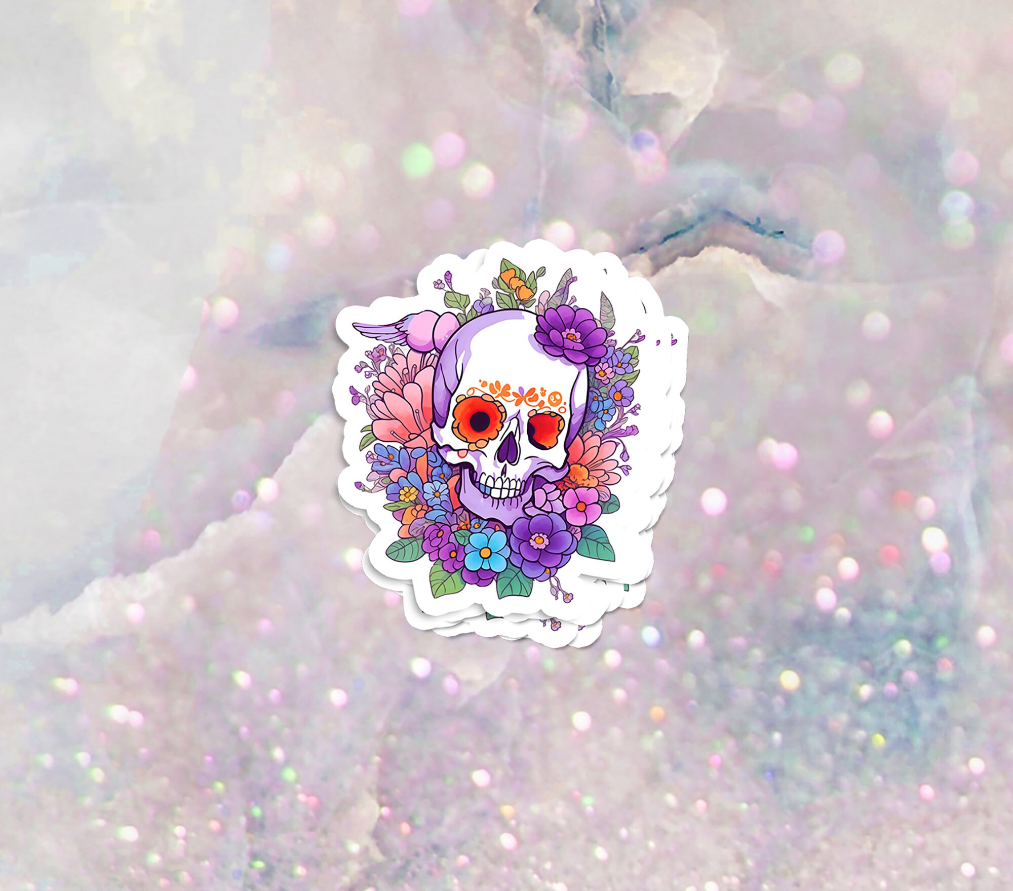 Skull & Flower Stickers / Sticker Packs Bright, Beautiful, Water ...