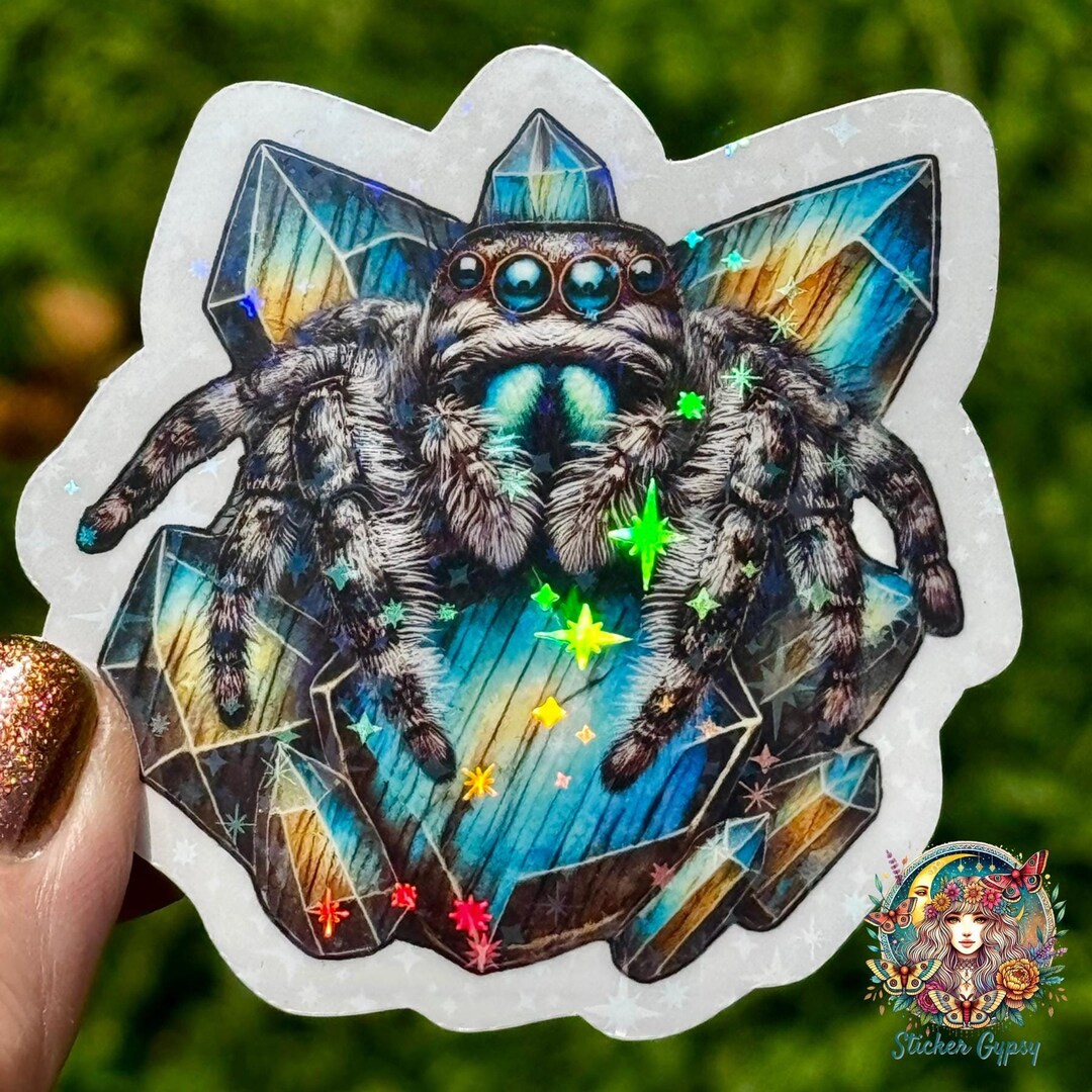 Jumping Spider Sticker Set #6 - Labradorite Crystal Cave Spider 2 Pack ...