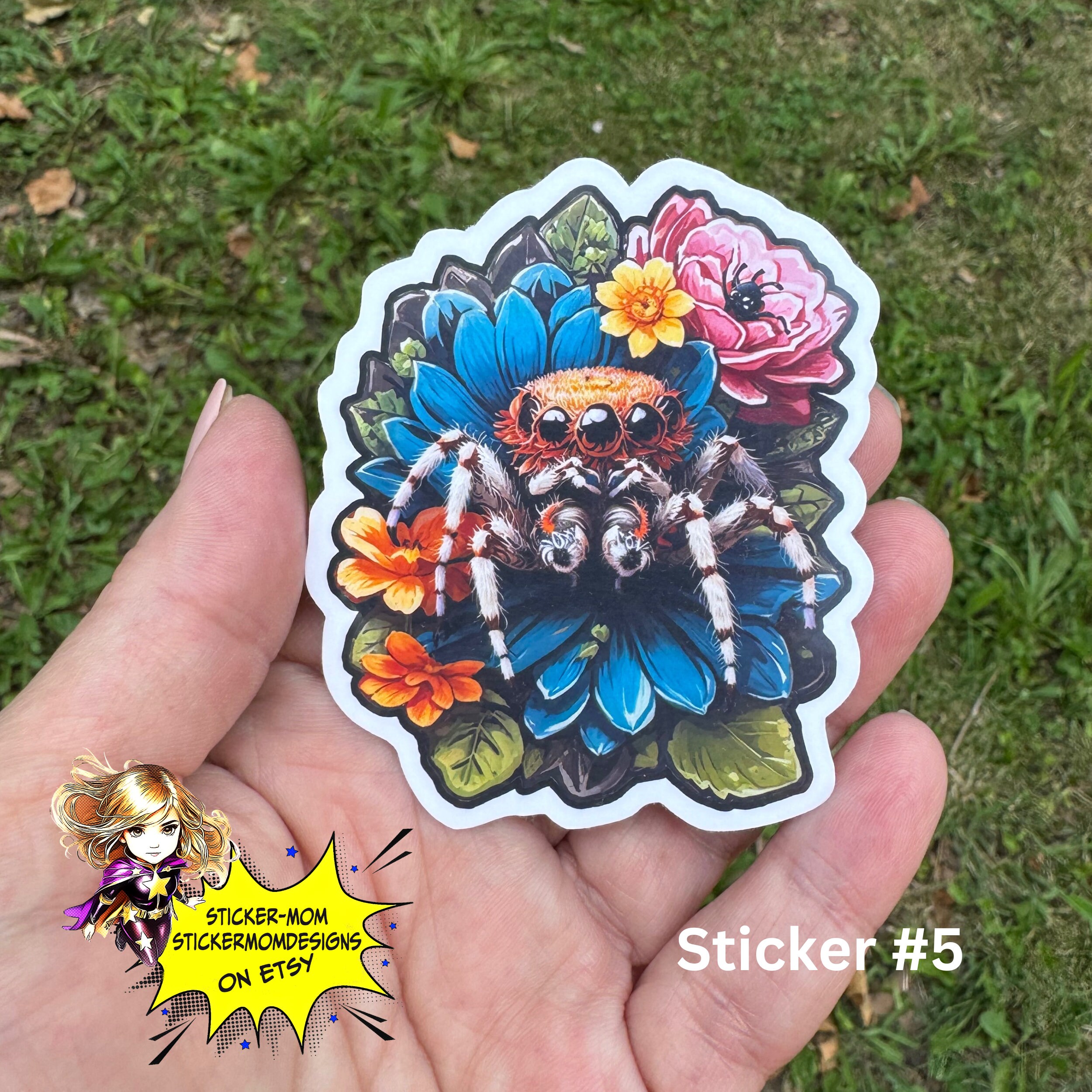 Cute & Creepy Jumping Spider Stickers, Vibrant Arachnid Decals, Laptop ...