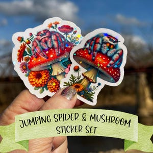 Jumping Spider & Mushroom Sticker Set #15, Bright Spring Floral ...