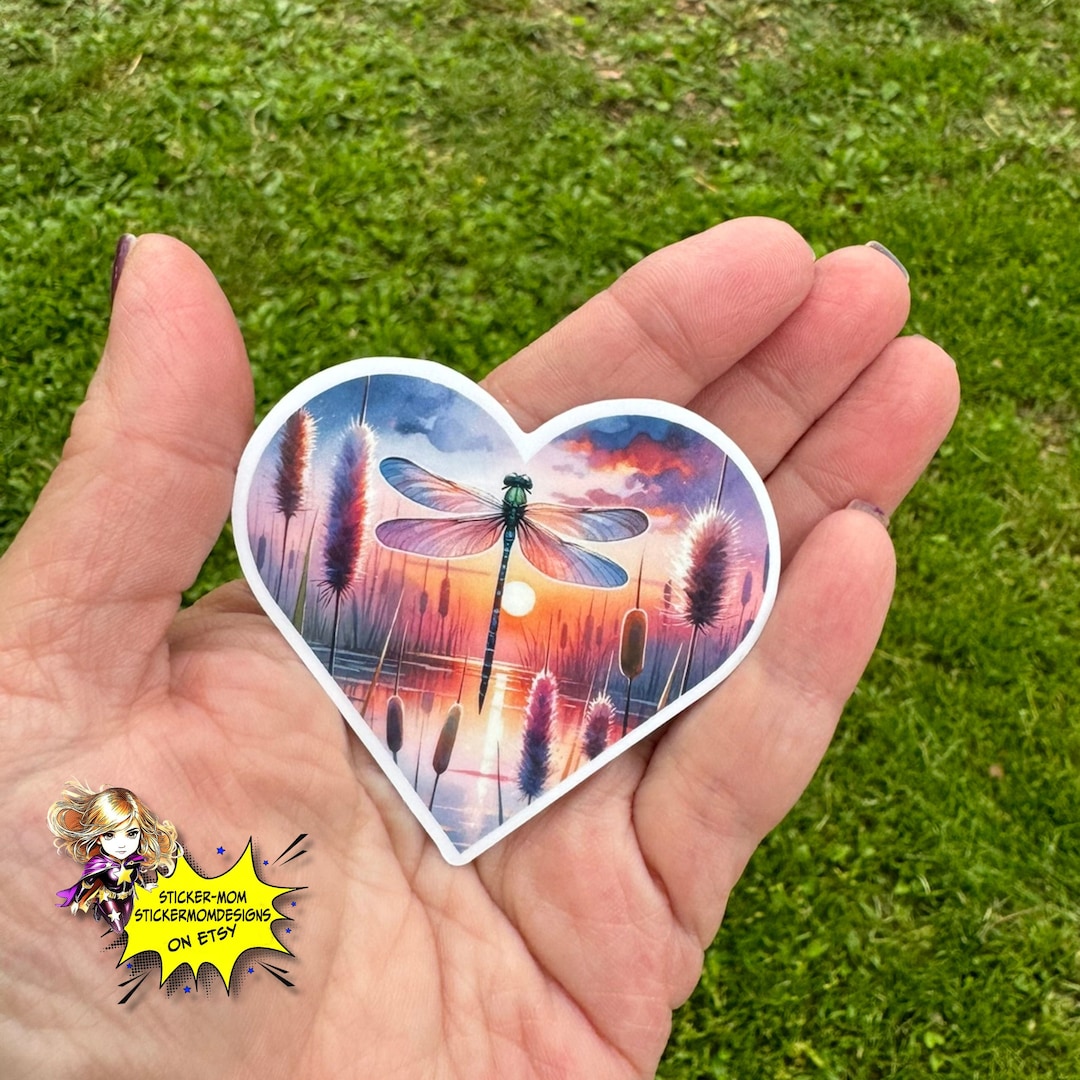 Dragonfly Heart Sticker #1 - A Watercolor Eastern Pondhawk Dragonfly ...