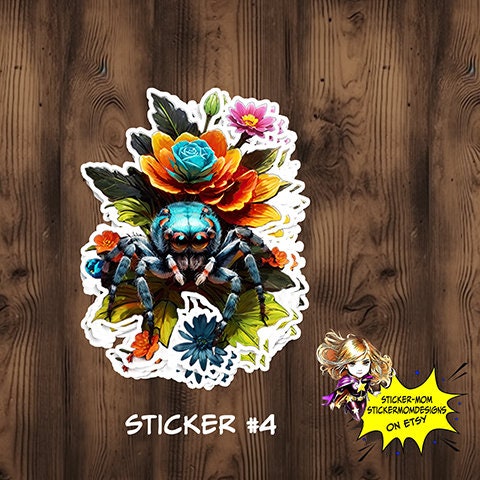 Cute & Creepy Jumping Spider Stickers, Vibrant Arachnid Decals, Laptop ...