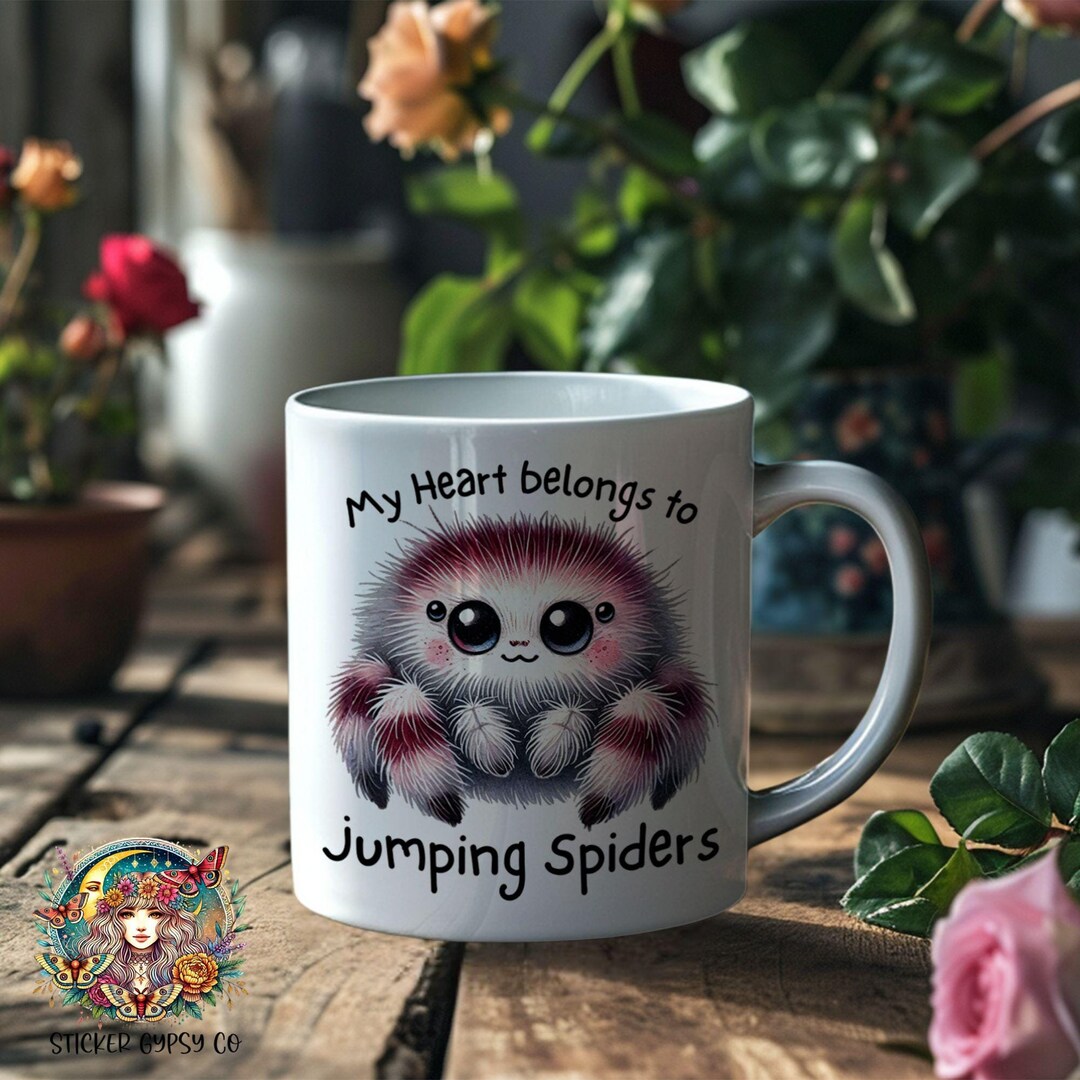 Adorable Jumping Spider Mug, My Heart Belongs to Jumping Spiders Coffee ...