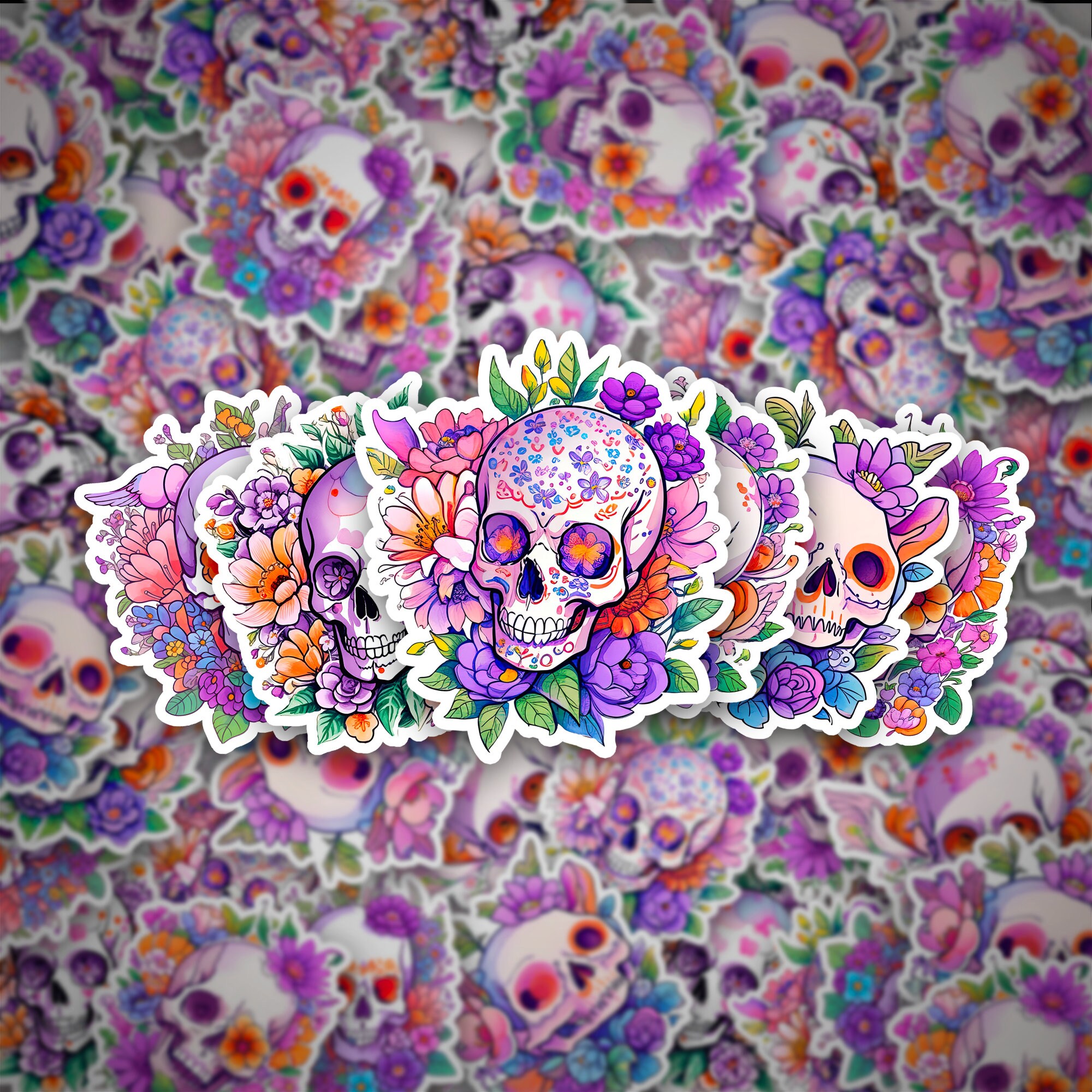 Skull & Flower Stickers / Sticker Packs Bright, Beautiful, Water ...