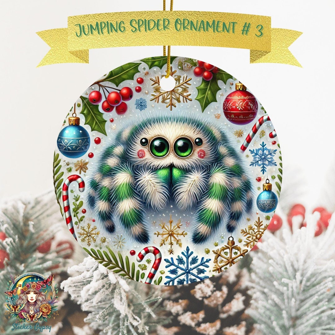 Jumping Spider Christmas Ceramic Ornament #3, Arachnid Bauble ...