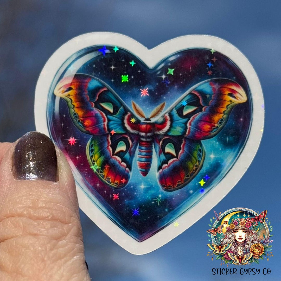Cosmic Atlas Moth Sticker, Holographic Star Moth Decal, Celestial ...
