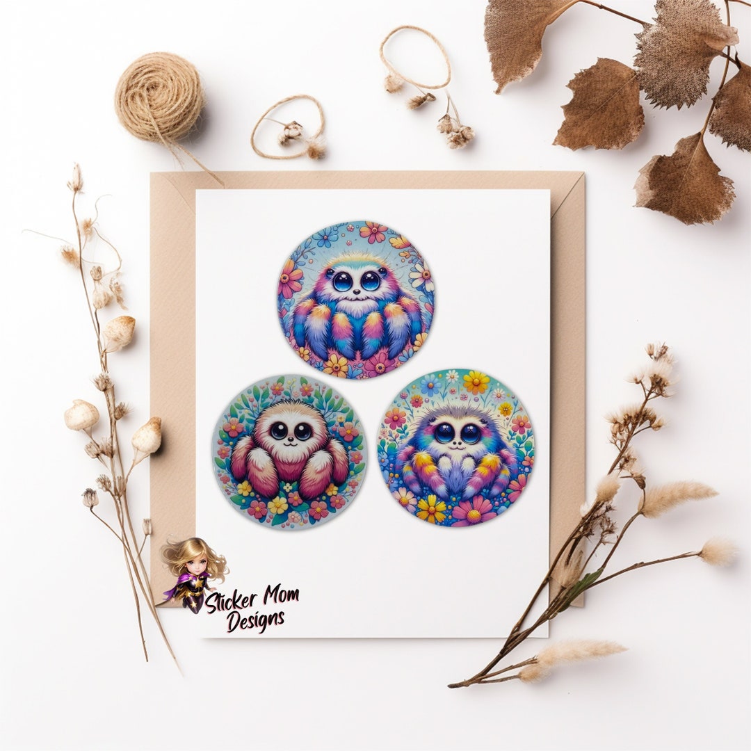 Jumping Spider Stickers Set #6, A 3 Pack of 2 Inch Cute & Creepy ...