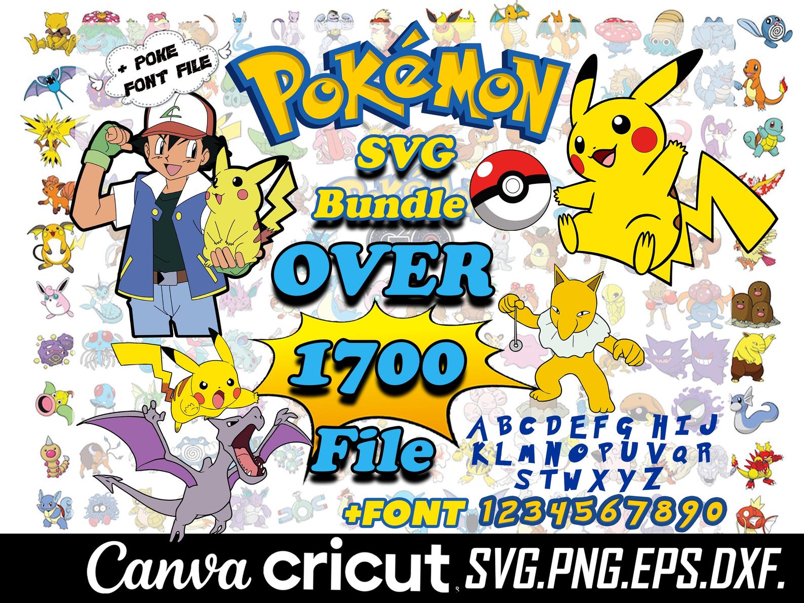1700 Pokemon SVG Design Bundle Layered Items Cricut, Pokemon Clipart ...