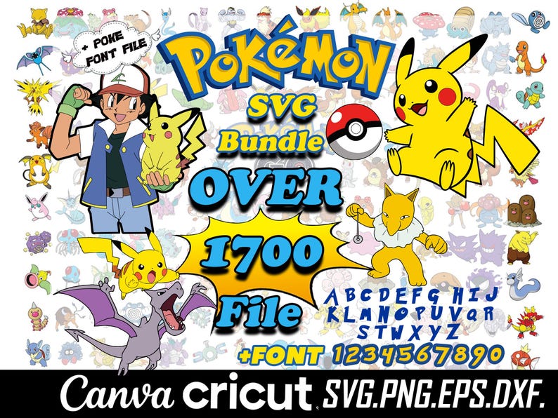 1700 Pokemon SVG Design Bundle Layered Items Cricut, Pokemon Clipart ...