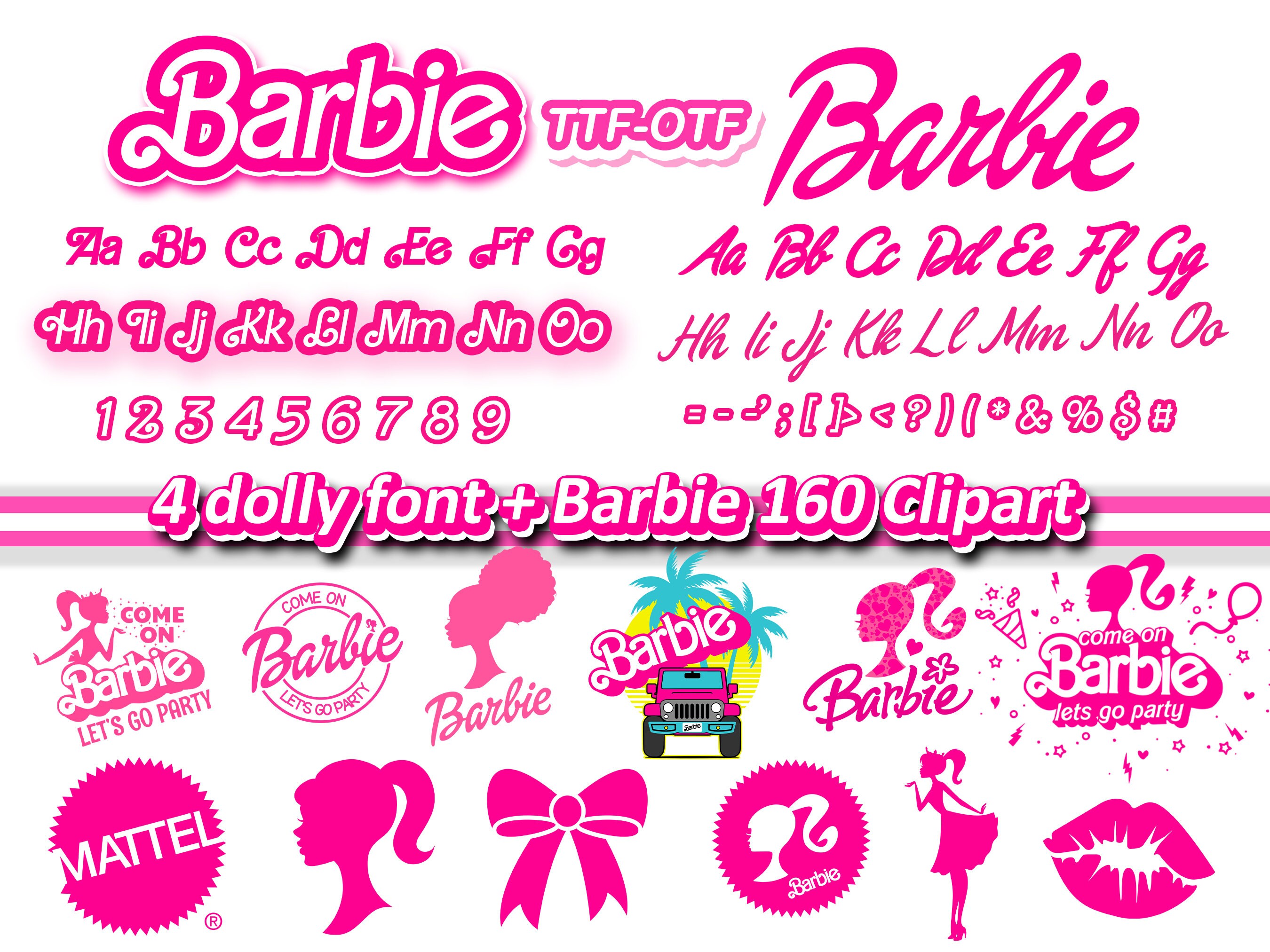 Dolly Font Svg-barbie Font Canva, Custom Barbie Font Files, Barbie Font ...