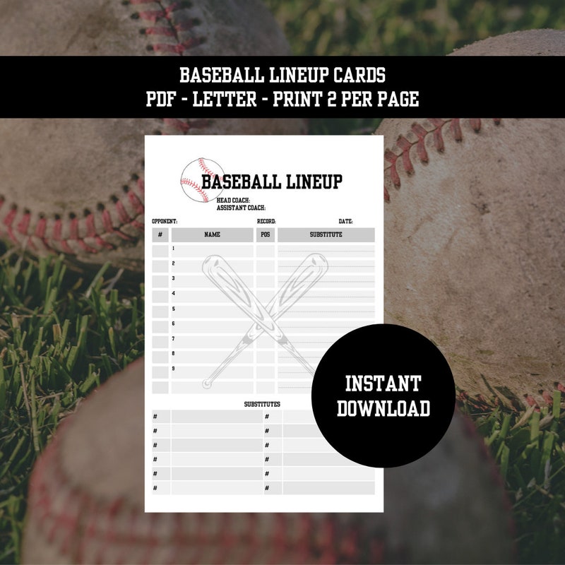 Baseball Line up Card - Etsy
