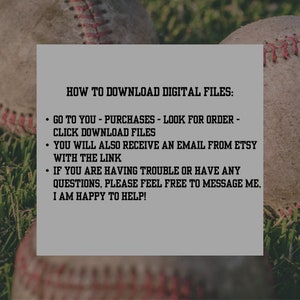 Softball Line up Card Printable, Digital Download - Etsy