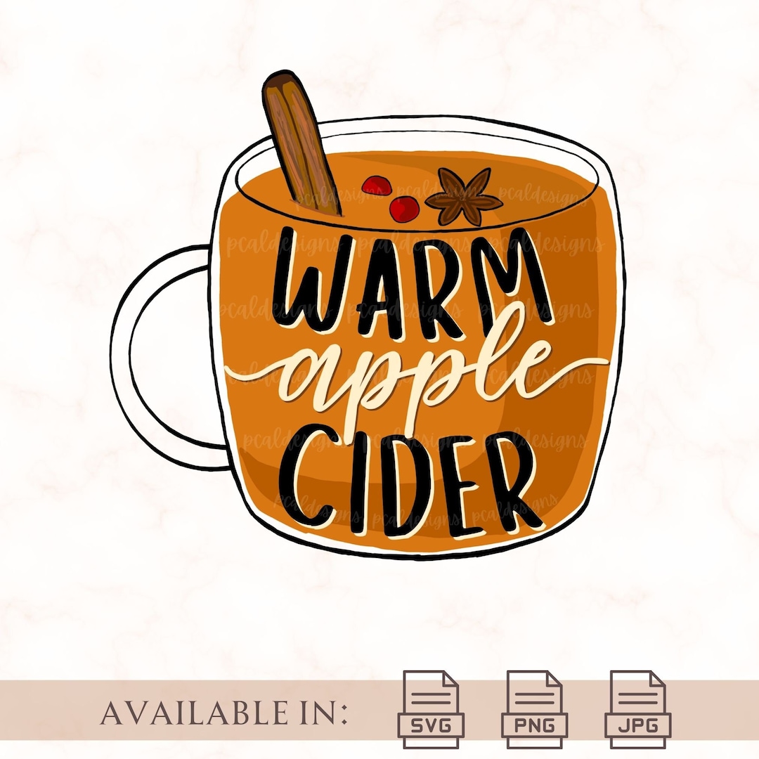 Apple Cider SVG, Fall Drink Designs, Fall PNG, Seasonal Stickers ...