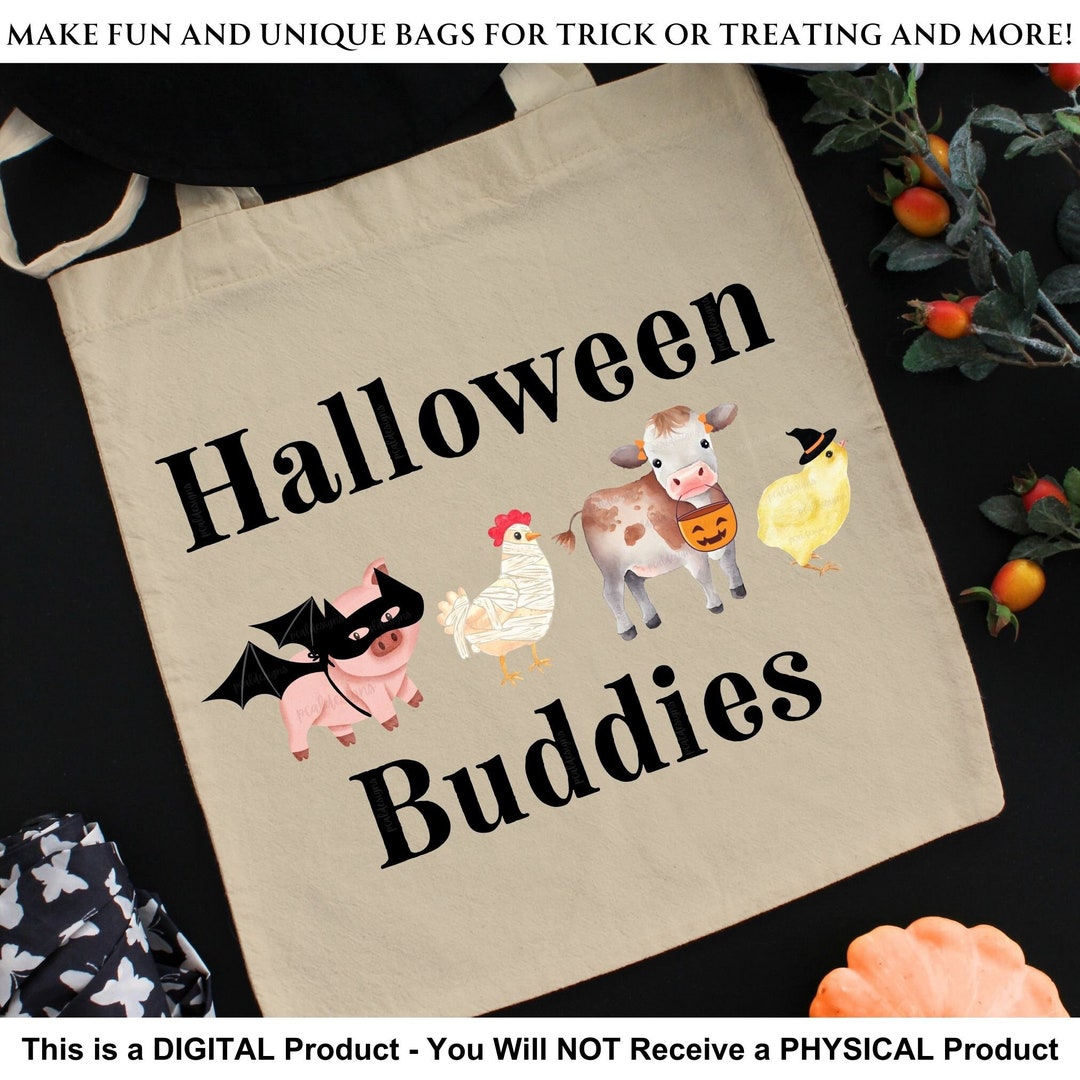 Halloween Barn Animals, Farm Animal PNG, Trick or Treat Halloween Bag ...