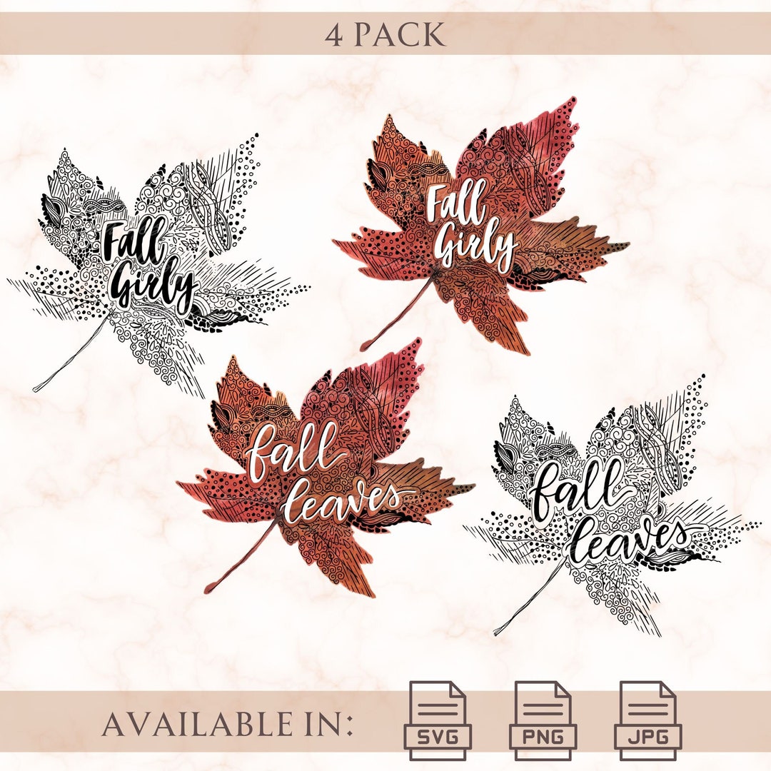 Fall Bundle SVG, Fall Leaves SVG, Autmn PNG, Seasonal Stickers, Instant ...