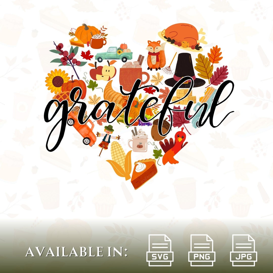 Grateful Svg, Thanksgiving Png, Fall Heart Png, Fall Heart Svg, Fall ...