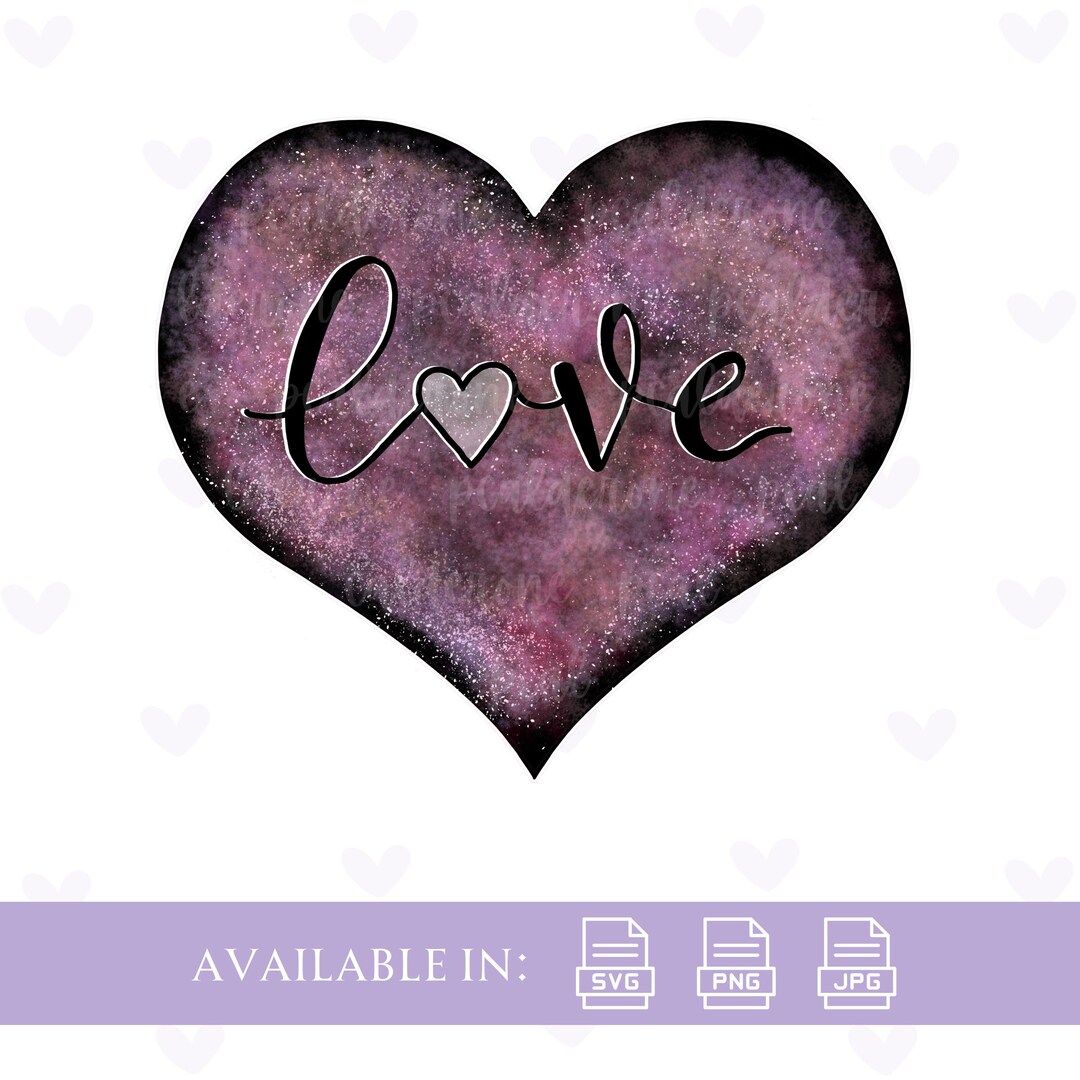 Galaxy Heart, Valentines Day Svg, Love Clipart, Dark Galaxy Heart Png ...