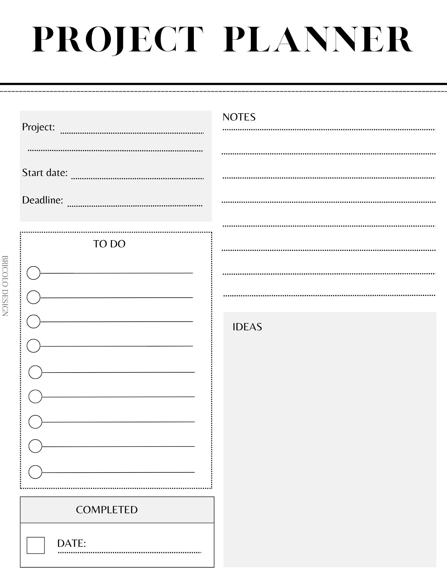 PRINTABLE Project Planner Printable Project Planner Page - Etsy