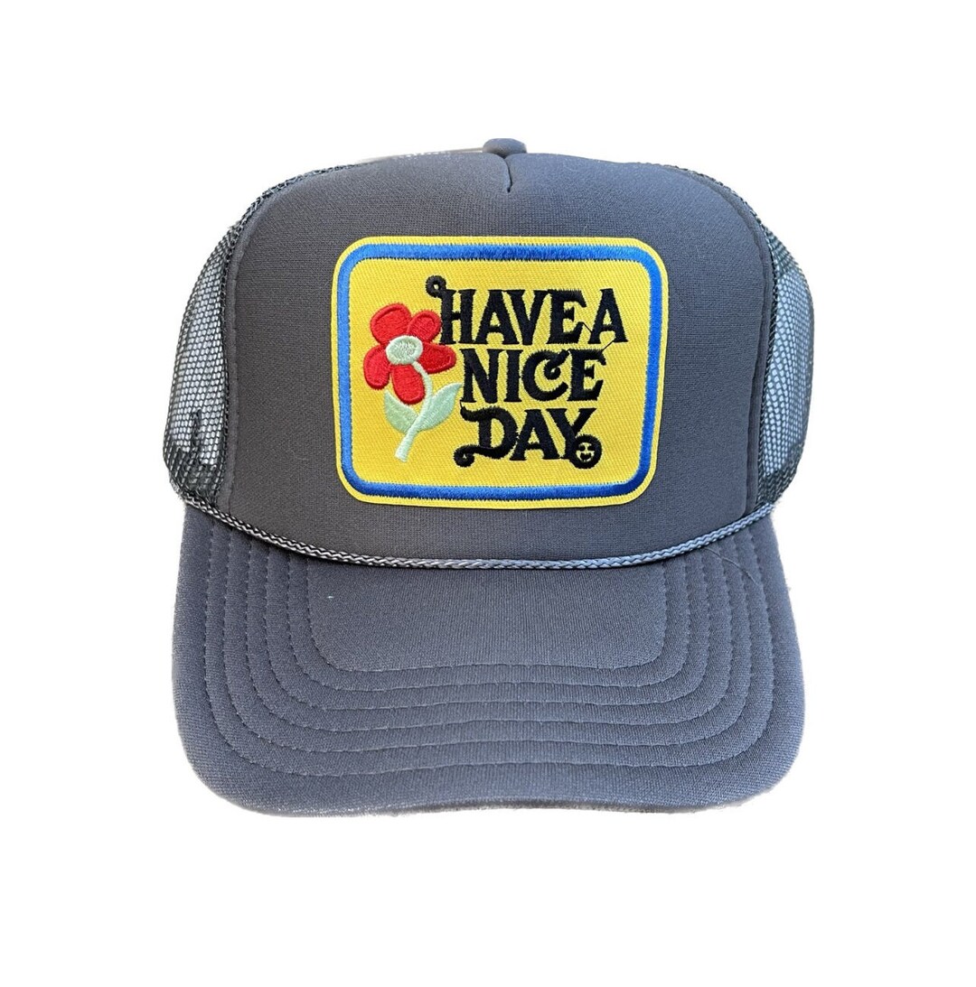 Gray Have a Nice Day Hat - Etsy
