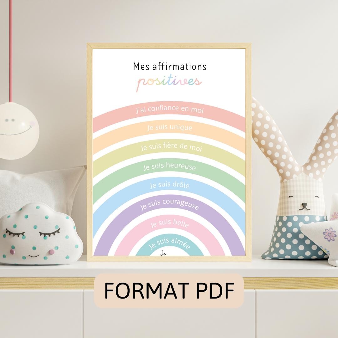 PDF FORMAT - Positive Affirmations Poster for Children, Girl Version ...