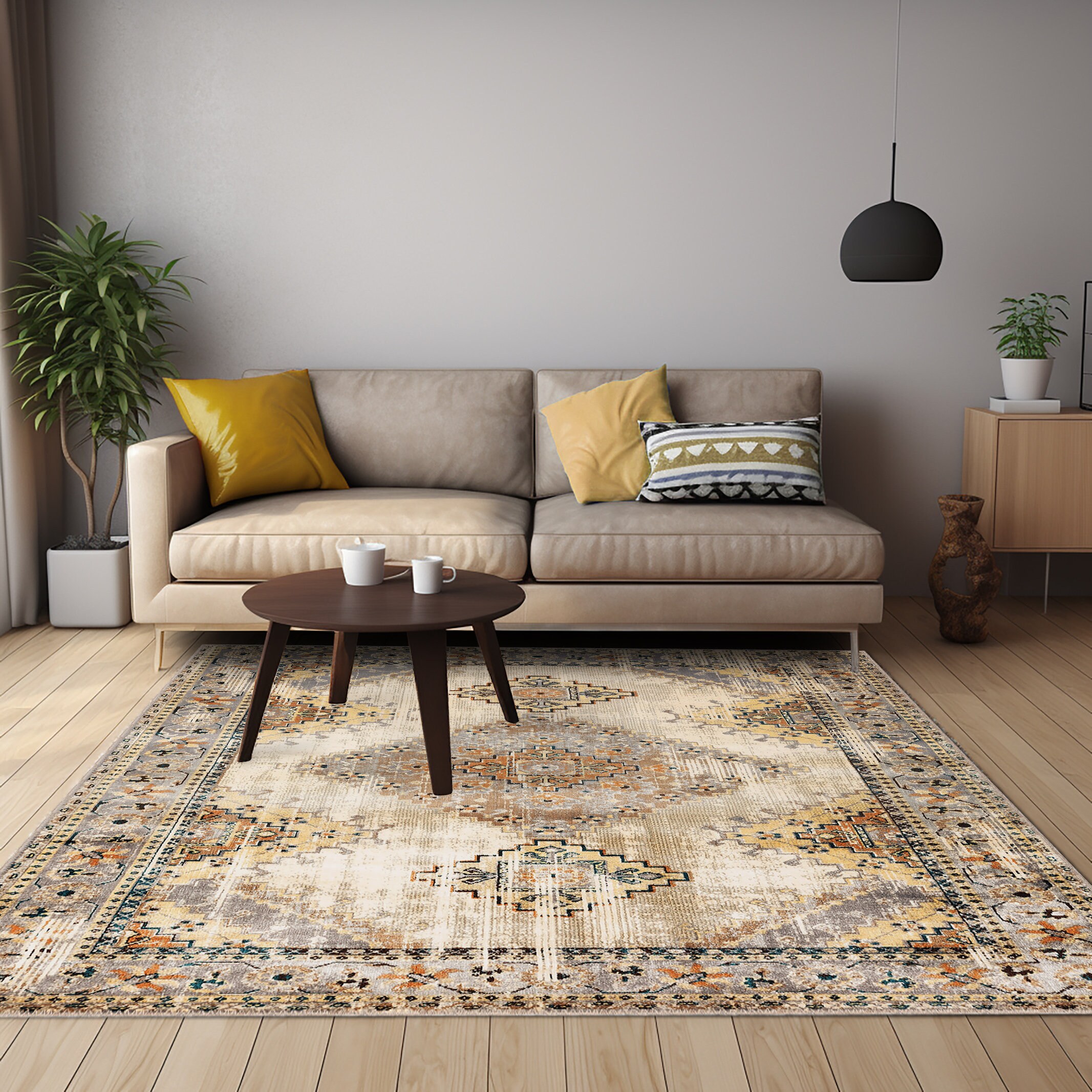 Heriz Style, Vintage Rug,living Area,anti Slip, Bohemian,persian ...