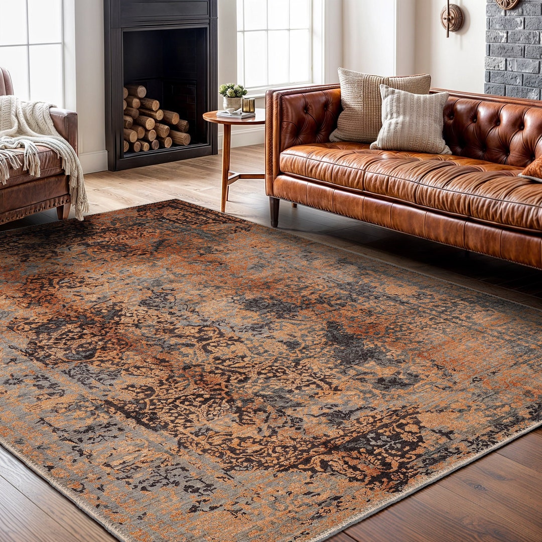 Dark Brown Medallion Area Rugs, HAND KNOTTED, Vintage, Antique, Area ...