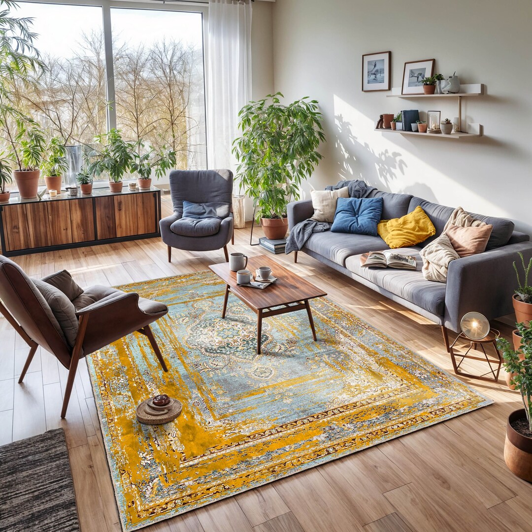 Yellow Oriental Rug Oriental Rug for Living Room Entryway Rug Runner ...