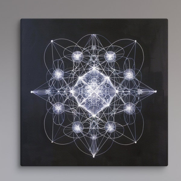 Star of David Metatron Cube Wall Hanging Framed Art, Above Bed ...