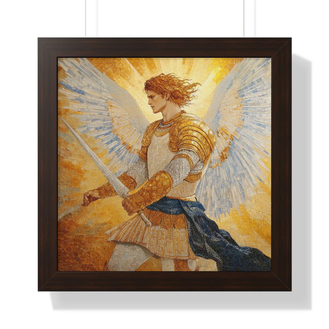 Archangel Michael the Protector Framed Wall Art, Home Office Decor ...