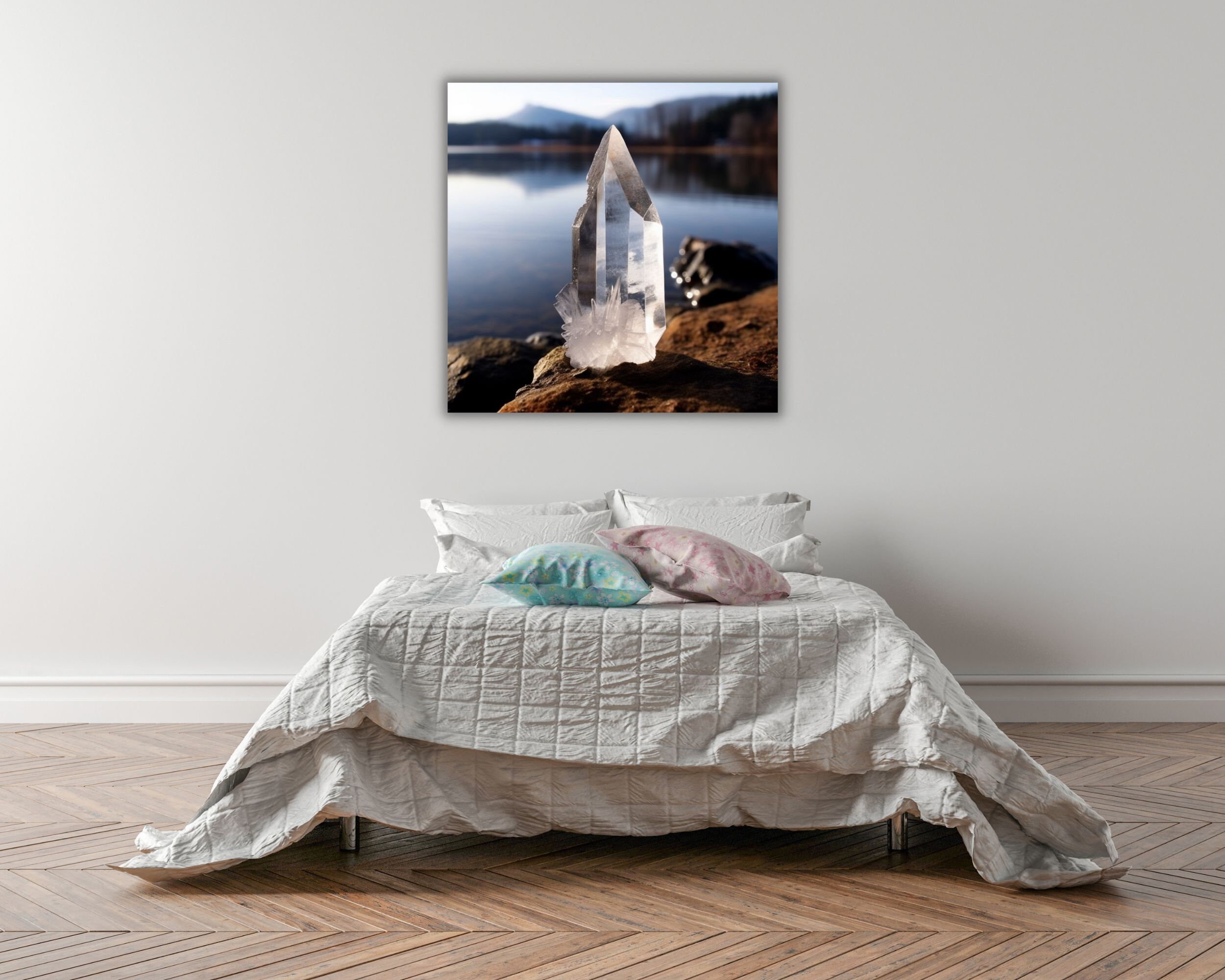 Clear Quartz Wall Art, Raw Crystals Art, Crystal Cluster Wall Decor ...