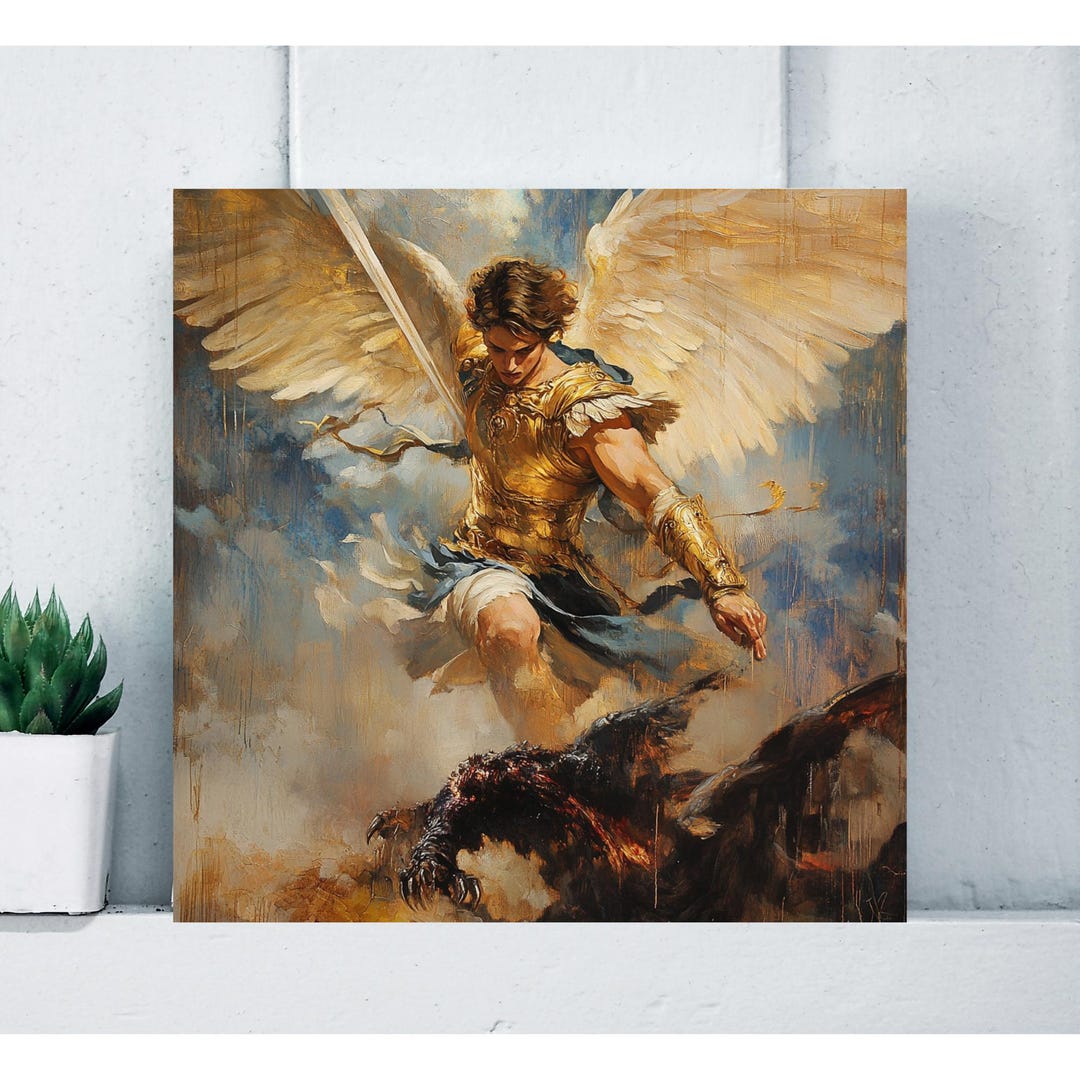 Archangel Michael Canvas Wall Art, Office Angel Protector Decor ...