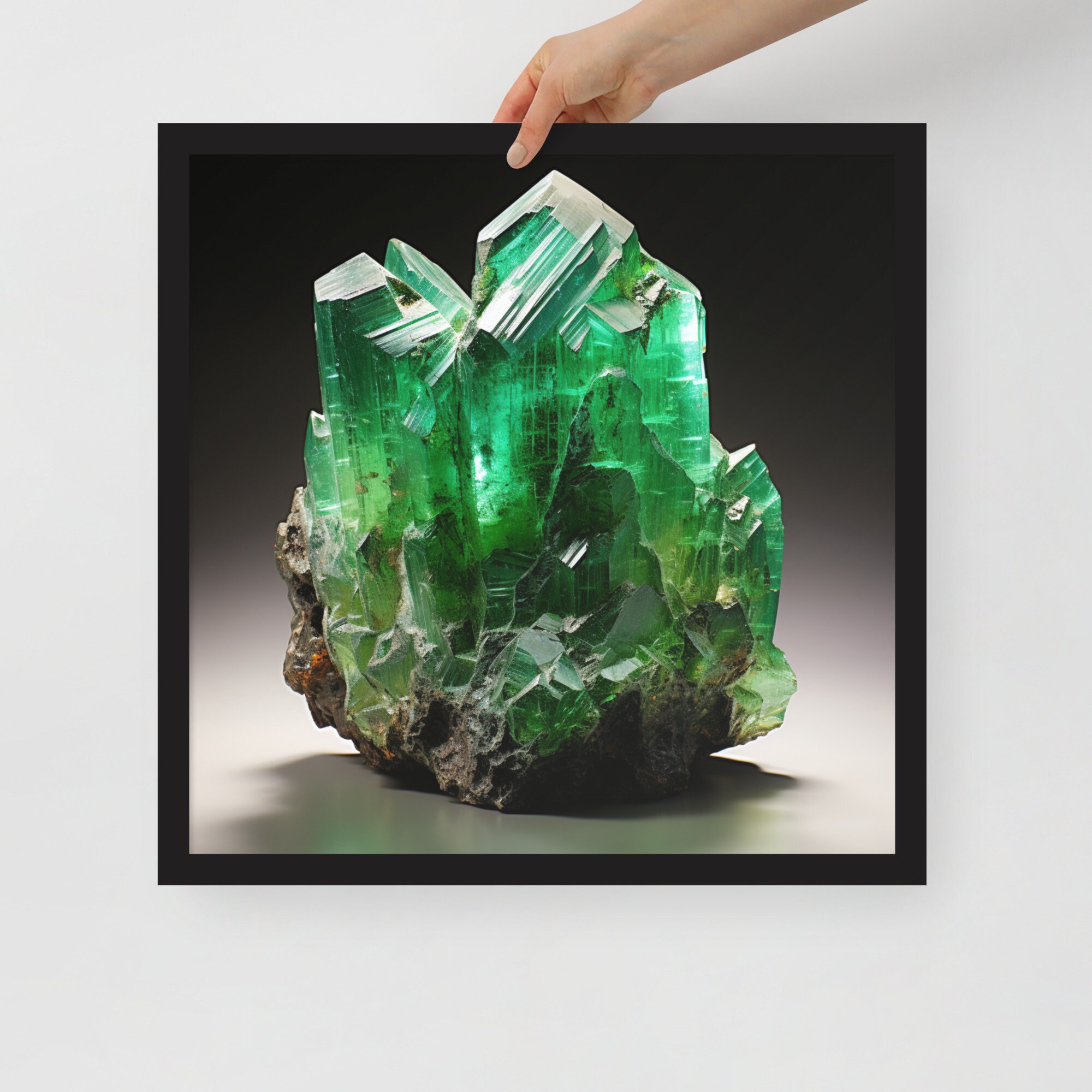 Chunky Framed Emerald Wall Art Print, Elegant Crystal Wall Hanging ...