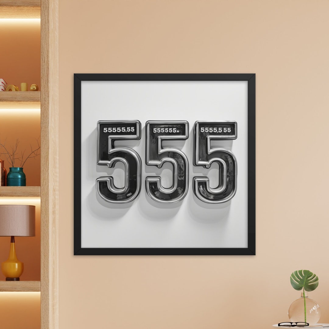 555 Framed Angel Numbers Wall Art, Positive Vibe Living Room Wall ...