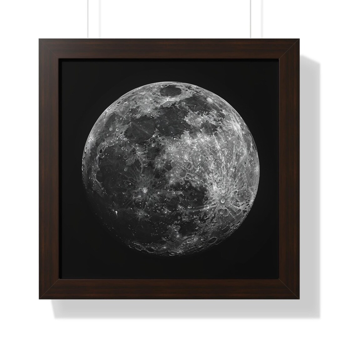 Full Moon Framed Poster, Lunar Eclipse Remembrance Gift, Black White ...
