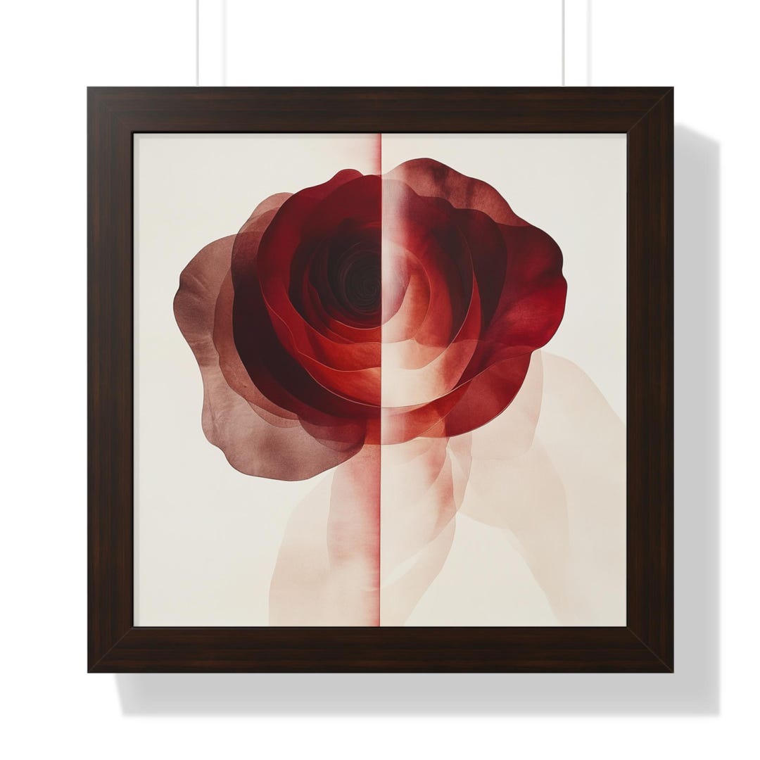Abstract Red Rose Framed Wall Art Print - Modern Floral Decor ...